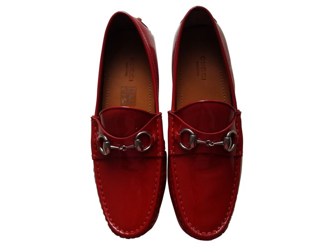 Gucci Mocassins Cuir vernis Rouge ref.9064 - Joli Closet