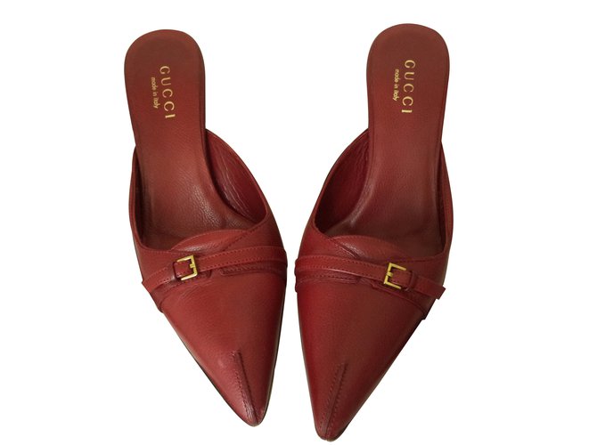 Gucci Mules Cuir Bordeaux ref.9618 - Joli Closet