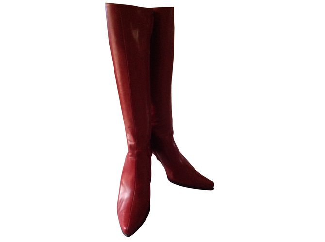 Bottes Robert Clergerie Bottes Cuir Rouge ref.10679 - Joli Closet