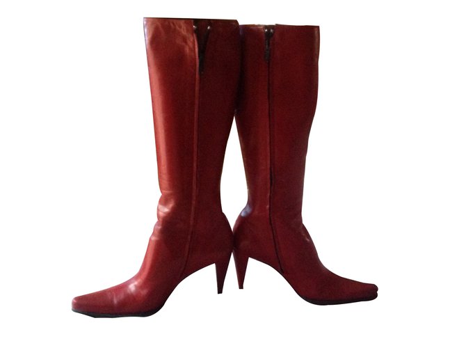 Bottes Robert Clergerie Bottes Cuir Rouge ref.10679 - Joli Closet