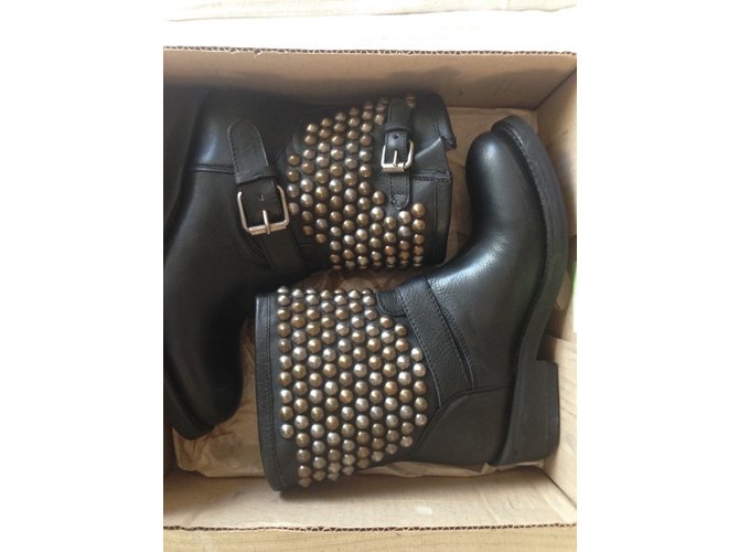 Bottes Ash MOTARDES ASH Cuir Noir ref.30004 - Joli Closet