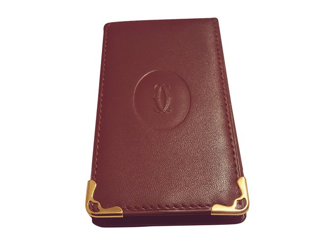 Cartier Cell Phone Case C Dark red Leather ref.31670 - Joli Closet
