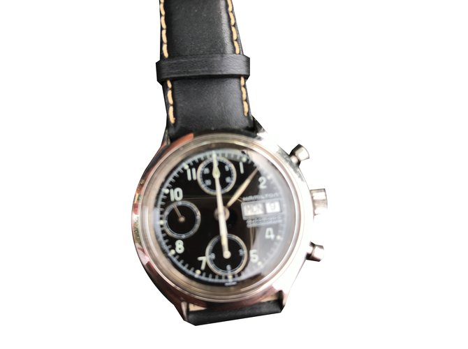 Autre Marque Hamilton 9941 military valjoux 7750 Acier Argenté ref ...