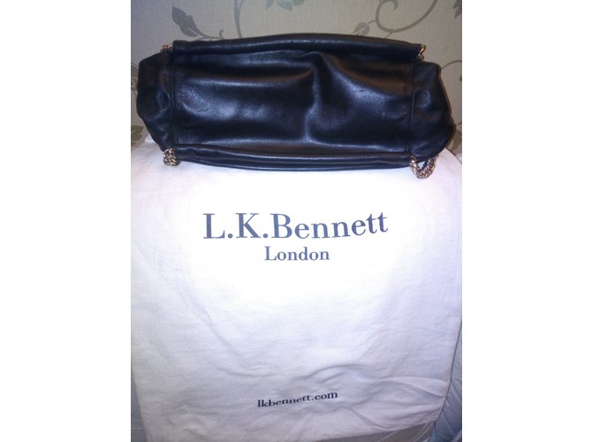 Lk Bennett L.K. Bennett Black Leather shoulder bag with part - metal ...