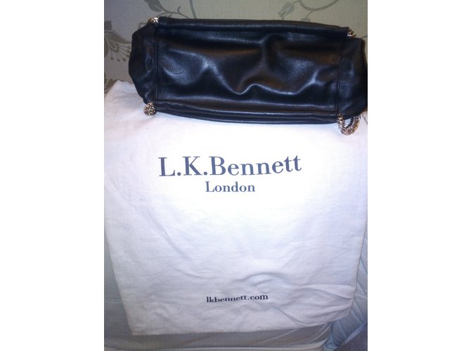 Lk Bennett L.K. Bennett Black Leather shoulder bag with part - metal ...