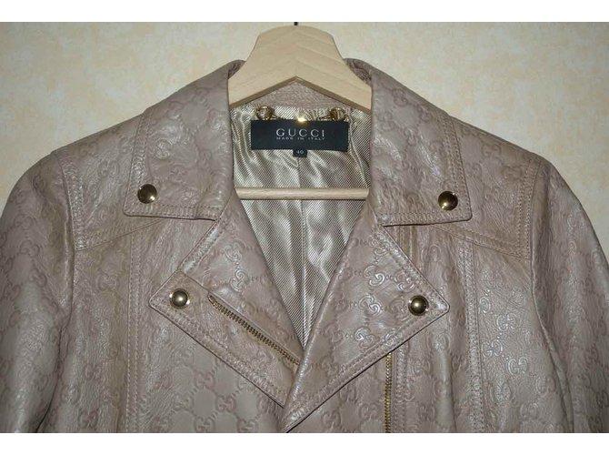 Vestes Gucci Vestes Cuir Beige ref.66430 - Joli Closet