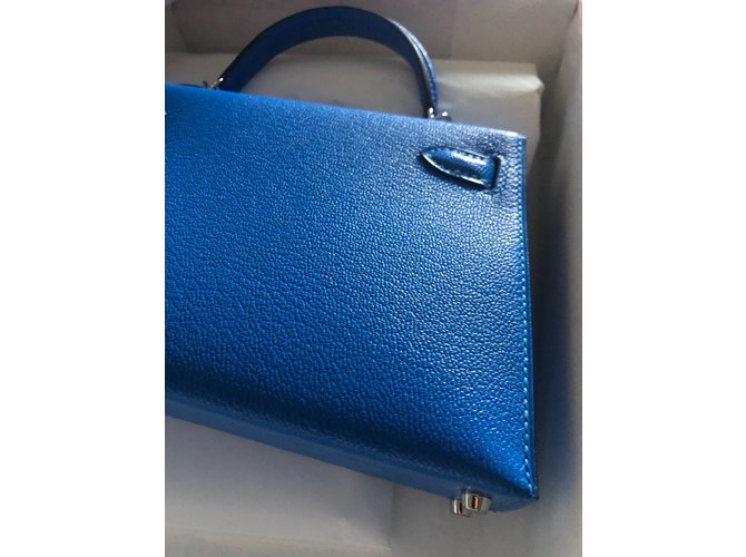 Hermès Mini Kelly Blue Leather ref.82541 - Joli Closet