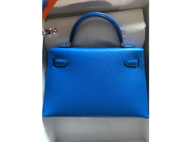 Hermès Mini Kelly Blue Leather ref.82541 - Joli Closet