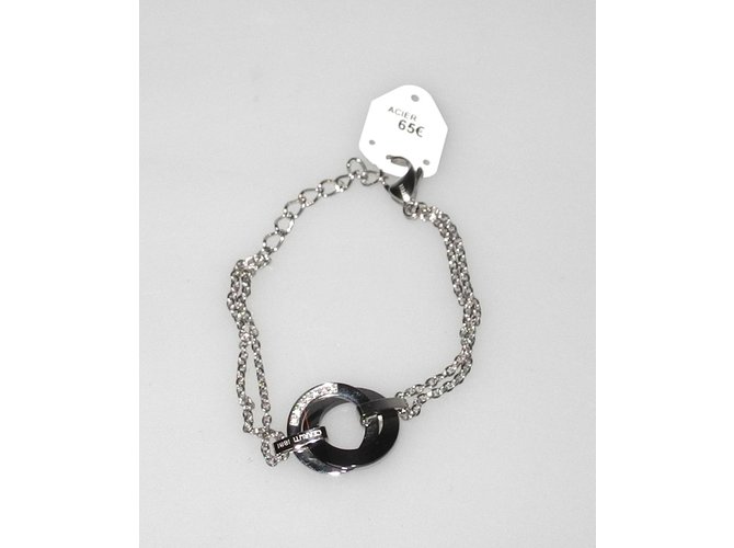 Cerruti 1881 Bracelets Black Silvery Steel ref.93201 - Joli Closet