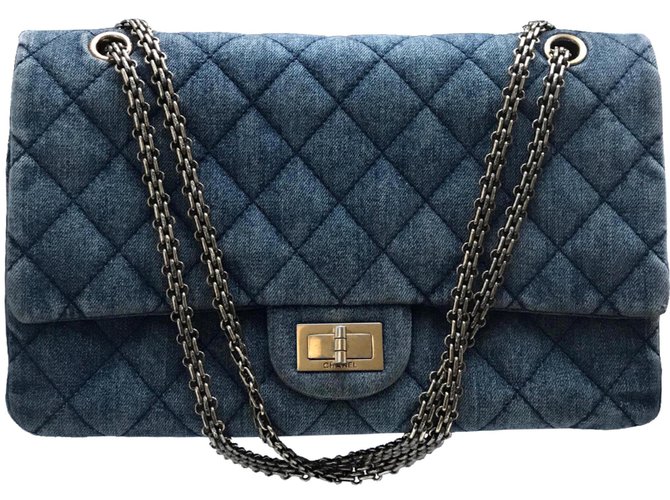 Chanel with box jumbo 2.55 Reissue 227 Blue Denim ref.113421 - Joli Closet