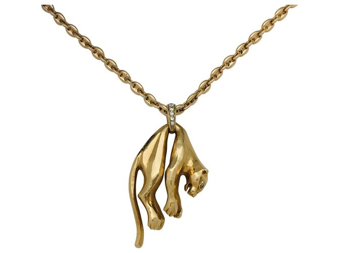 Pendentif Cartier "Panthère molle" or jaune, diamants. Or blanc ref ...