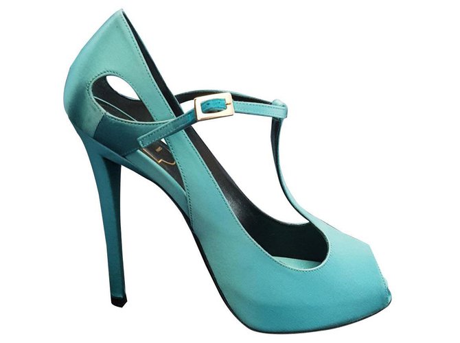 Roger Vivier Heels Blue Turquoise Polyester ref.133601 - Joli Closet