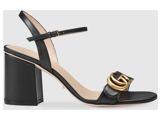GUCCI Sandale mi-talon en cuir Noir ref.136277 - Joli Closet