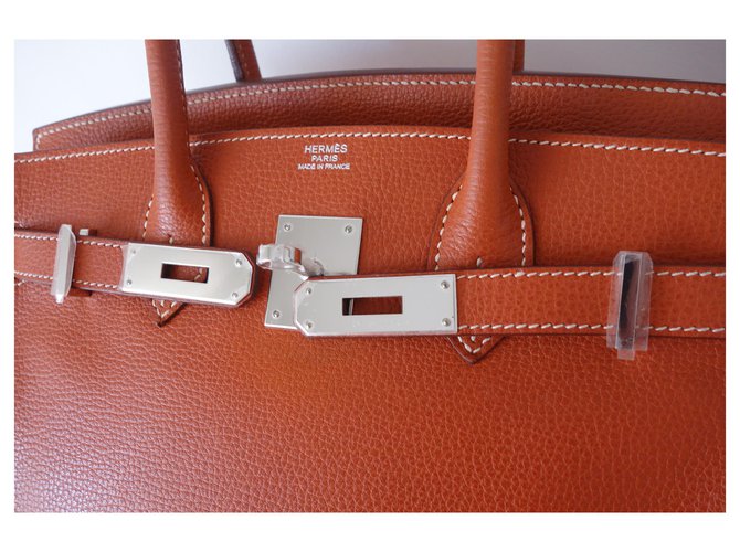 Hermès HERMES BIRKIN BAG 30 brick Caramel Copper Leather ref.135814 ...