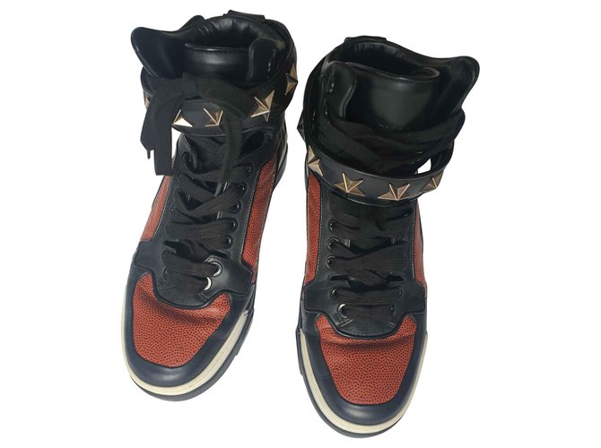 Givenchy Tyson High top Sneakers Black White Dark brown Leather ref ...