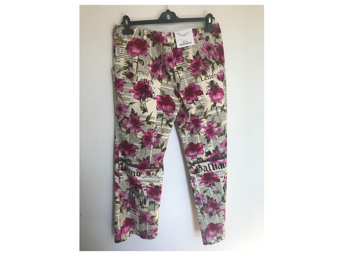 John Galliano Pantalons, leggings Coton Multicolore ref.146745 - Joli ...