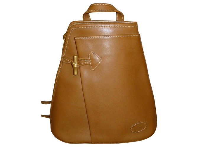 Roseau Longchamp backpack Caramel Leather ref.149506 - Joli Closet