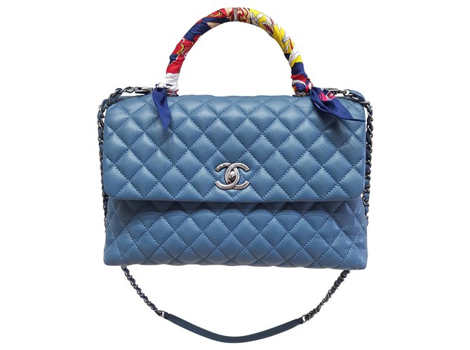 Coco Handle Chanel Coco caviar bag Navy blue Leather ref.221648 - Joli ...