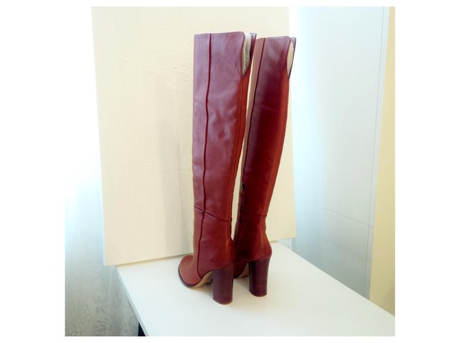 Cuissardes en cuir Sam Edelman, bottes au-dessus du genou en rouge ...