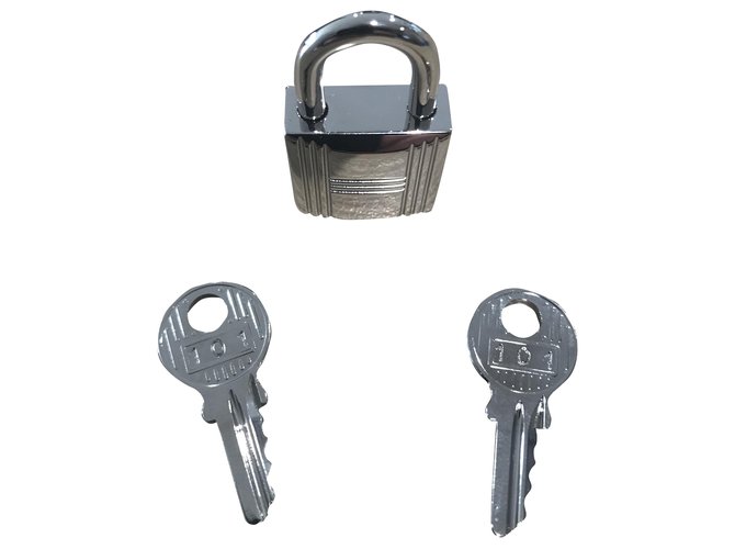 Hermès padlock silver palladium steel shiny finish Silver hardware ref ...