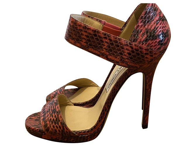 Jimmy Choo Sandals Red Python ref.266317 - Joli Closet