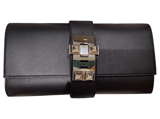 Médor Hermès portefeuilles Cuir Noir ref.345348 - Joli Closet