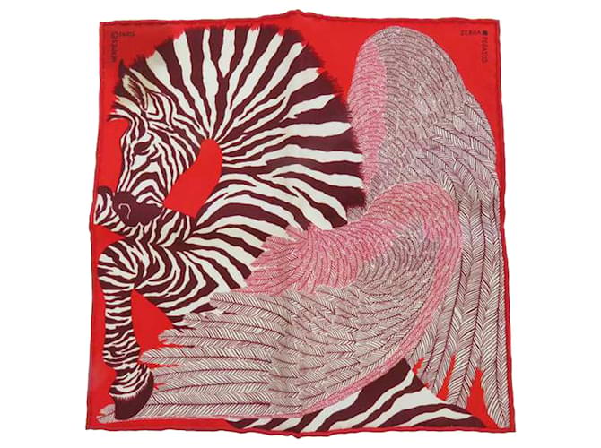 Hermès Hermes Roter Nano Zebra Pegasus Seidenschal Mehrfarben Tuch ref ...