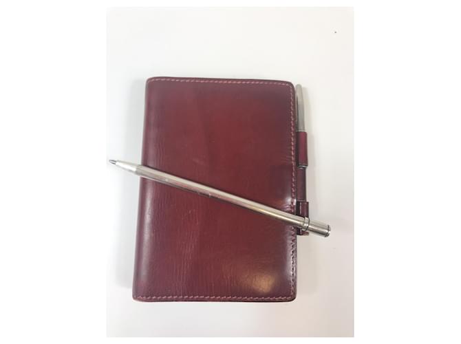 HERMÈS: Agenda "Vision Mini" + Stylo Argent Serling 925 Cuir Bordeaux ...