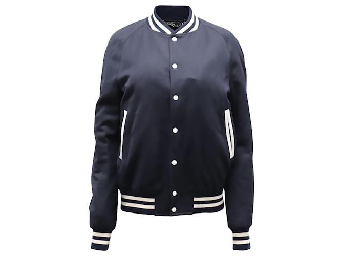 Sandro Paris Varsity Jacket in Navy Blue Wool ref.522510 - Joli Closet