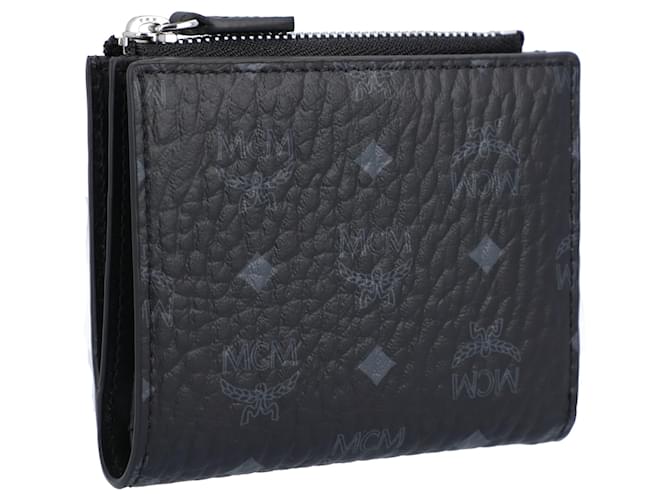 MCM Men Bifold Snap Wallet In Black Visetos Original Cloth ref.536408 ...