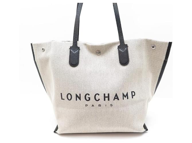 NEUF SAC A MAIN LONGCHAMP CABAS ESSENTIAL 10090HS EN TOILE & CUIR BEIGE ...