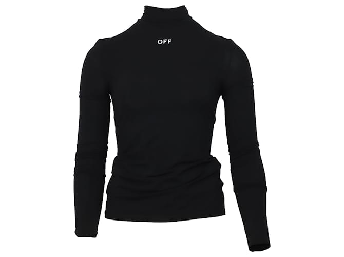 Off White OFF-WHITE Col Roulé Second Skin en Nylon Noir Polyamide ref ...