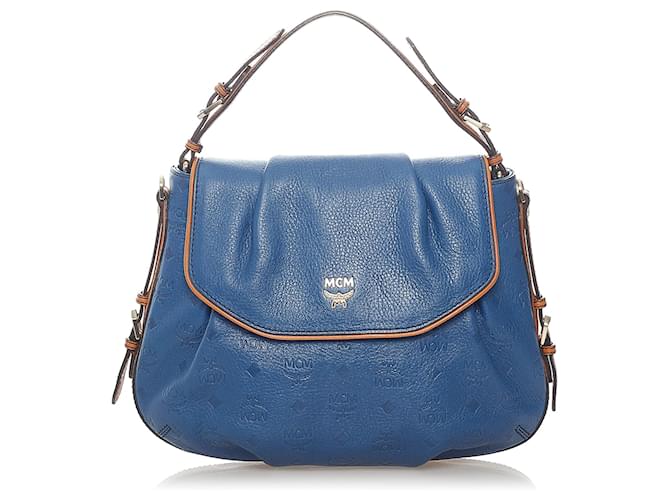 MCM Blue Leather Shoulder Bag (Sold) - Joli Closet