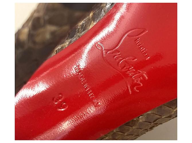 CHRISTIAN LOUBOUTIN 24 Trous 120 Python Booties Heels Brown ref.612708 ...