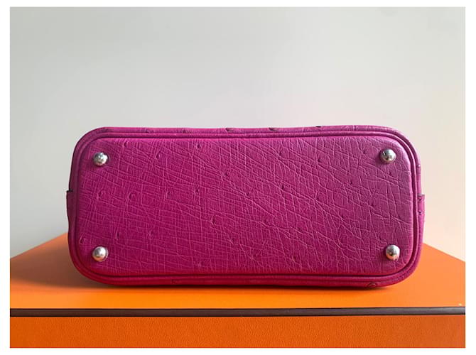 Hermès Mini Bolide 1923 Pink Ostrich leather ref.613486 - Joli Closet