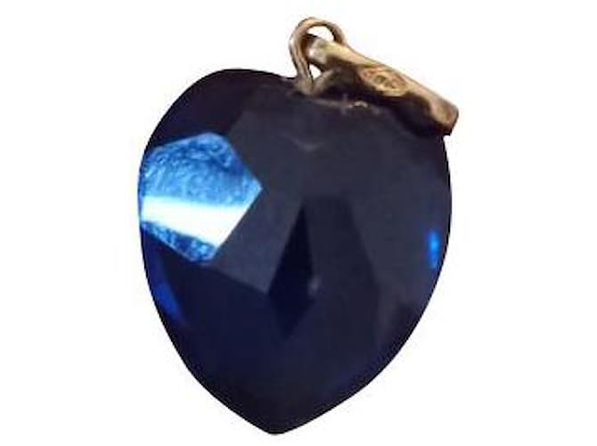 Vintage Pendentif saphir et or massif Doré Bleu foncé ref.613719 - Joli ...