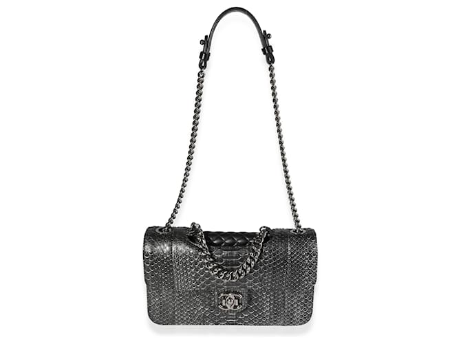 Chanel Black Python Pondicherry Flap Bag ref.614700 - Joli Closet