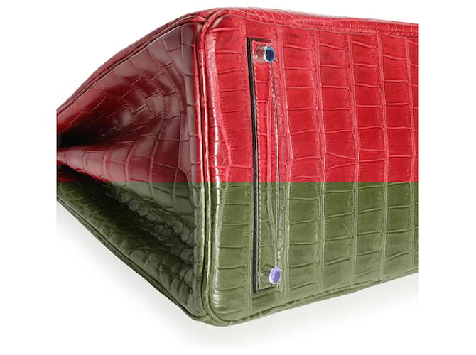 Hermès Hermes Rouge H Matte Porosus Crocodile Birkin 35 PHW Red Leather ...