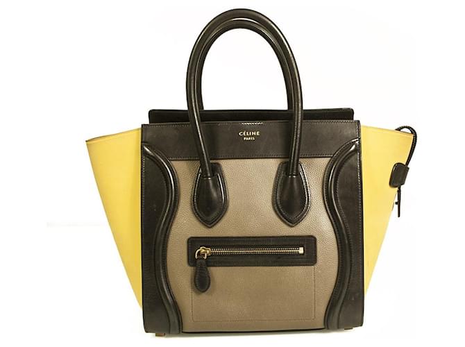 Céline Sac à main cabas CELINE mini luggage en cuir de veau lisse et ...
