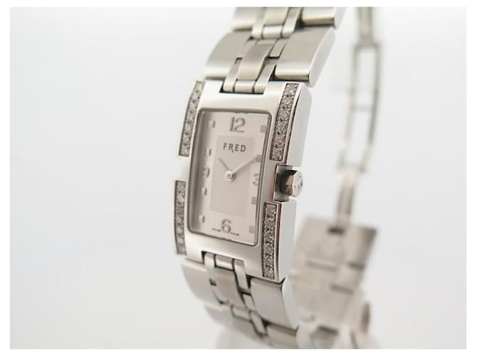 FRED WATCH LINE 36 R12-101 29 x 20 MM IN STEEL AND DIAMONDS WOMAN ...