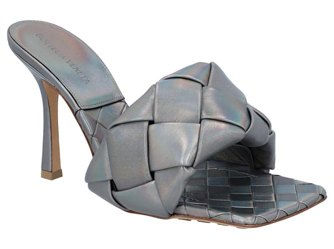 Bottega Veneta Women Lido Padded Mule in silver Lambskin Silvery ...