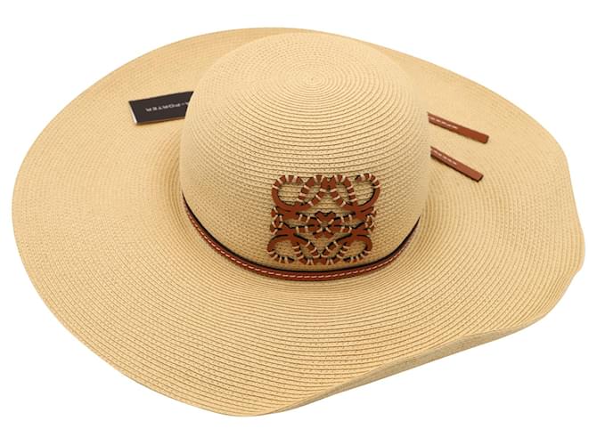 Loewe + Paula’s Ibiza Leather-Trimmed Logo Hat in Beige Straw ref ...