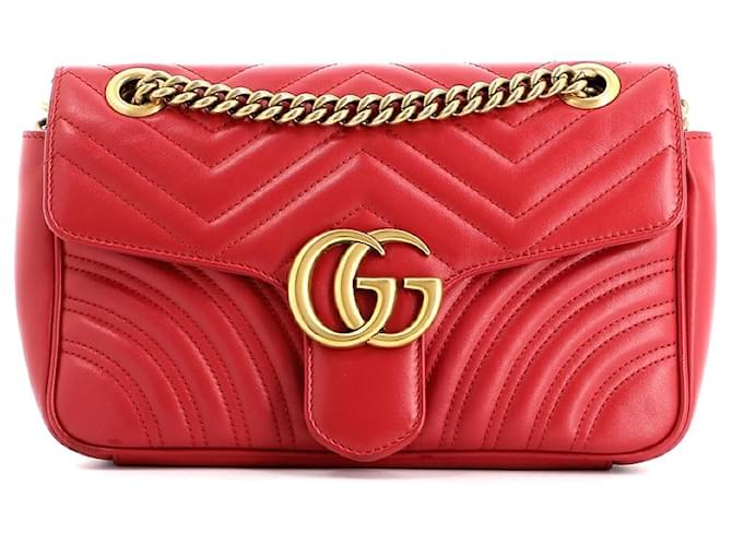 Gucci GG Marmont Red Leather ref.712454 - Joli Closet