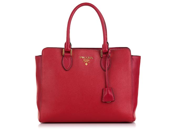 Prada Red Saffiano Handbag Leather Pony-style calfskin ref.789561 ...