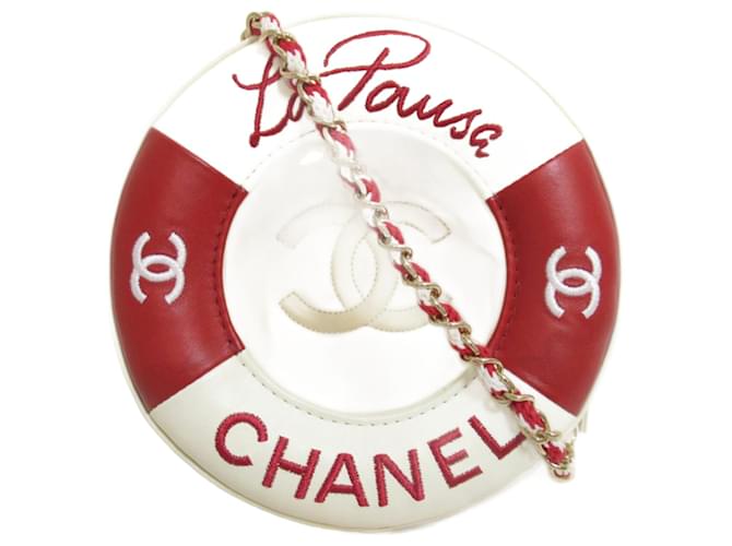 Chanel Coco Lifesaver Round Bag White Enamel ref.798069 - Joli Closet