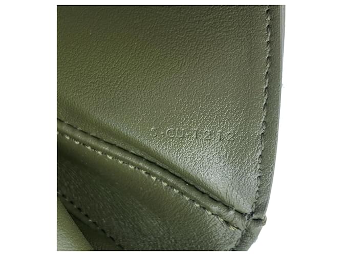 Céline Celine Green Small Logo Triangle Dark green Leather Pony-style ...