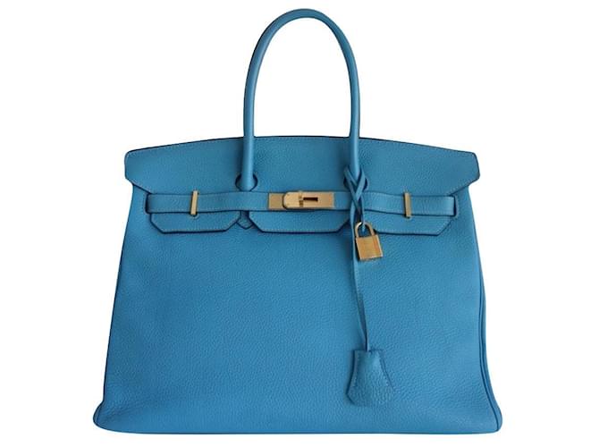 Hermès HERMES BIRKIN 35 cm Light blue Leather ref.915622 - Joli Closet
