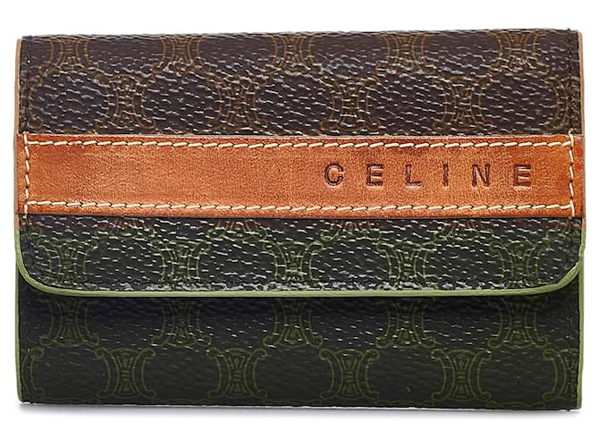 Céline Celine Brown Macadam 6 key holder Pony-style calfskin Cloth ref ...