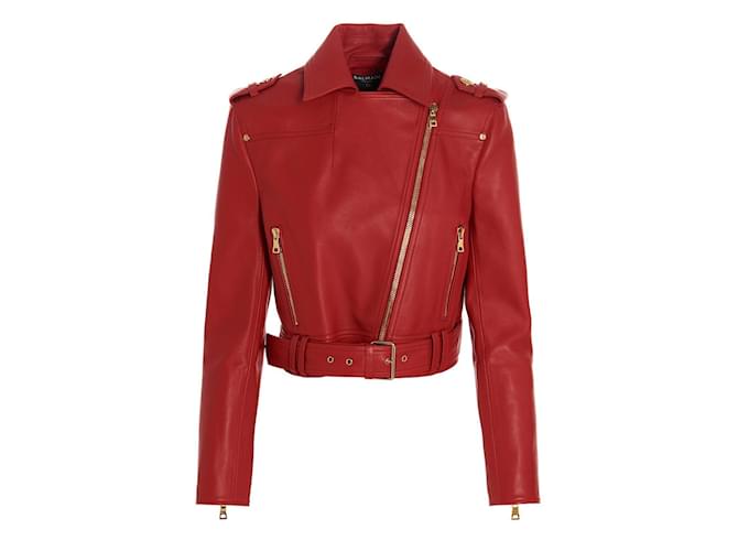 Balmain Jackets Red Lambskin ref.1007839 - Joli Closet