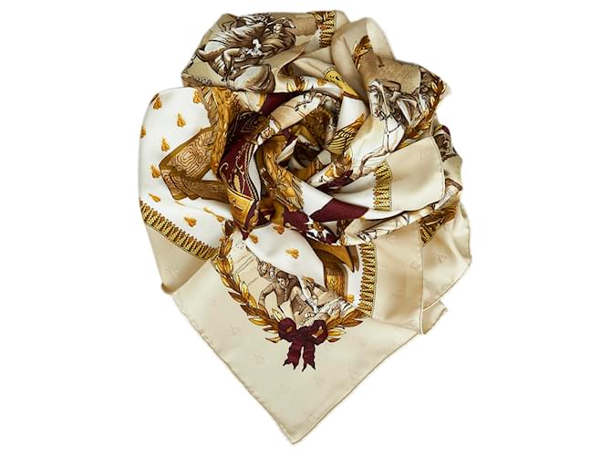 Hermès Hermes Brown Napoleon Silk Scarf Cloth ref.1048923 - Joli Closet